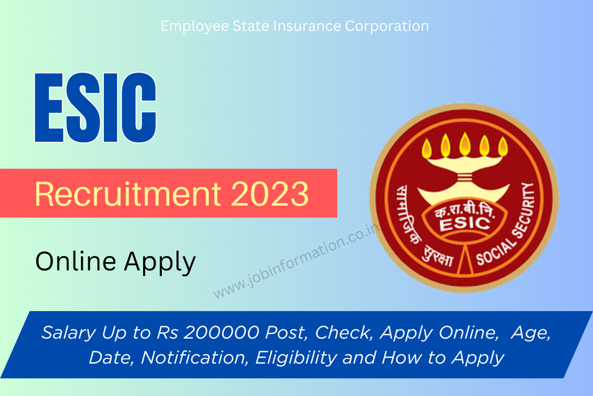 Esic Recruitment 2023 Salary Up To Rs 200000 Post Check Apply Online